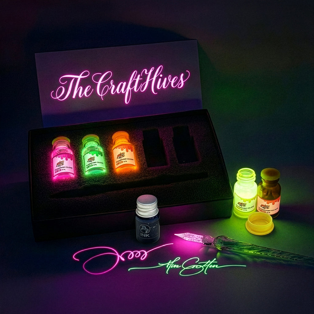 Glow Fluorescent Ink Set with Glass Pen | Calligraphy & Anime Art – Th ...